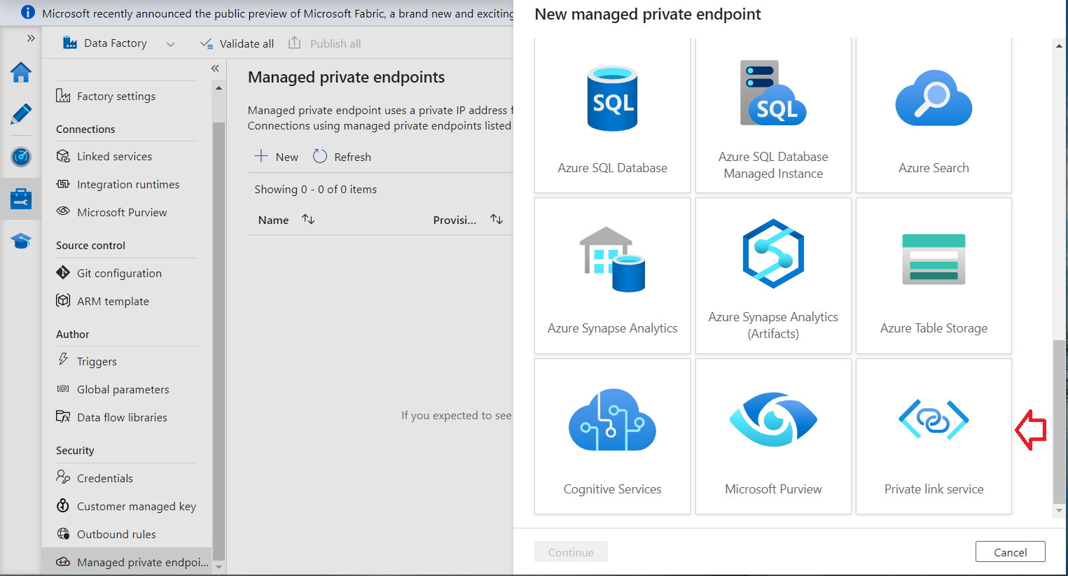 Setting up ADF Private Link with DCS